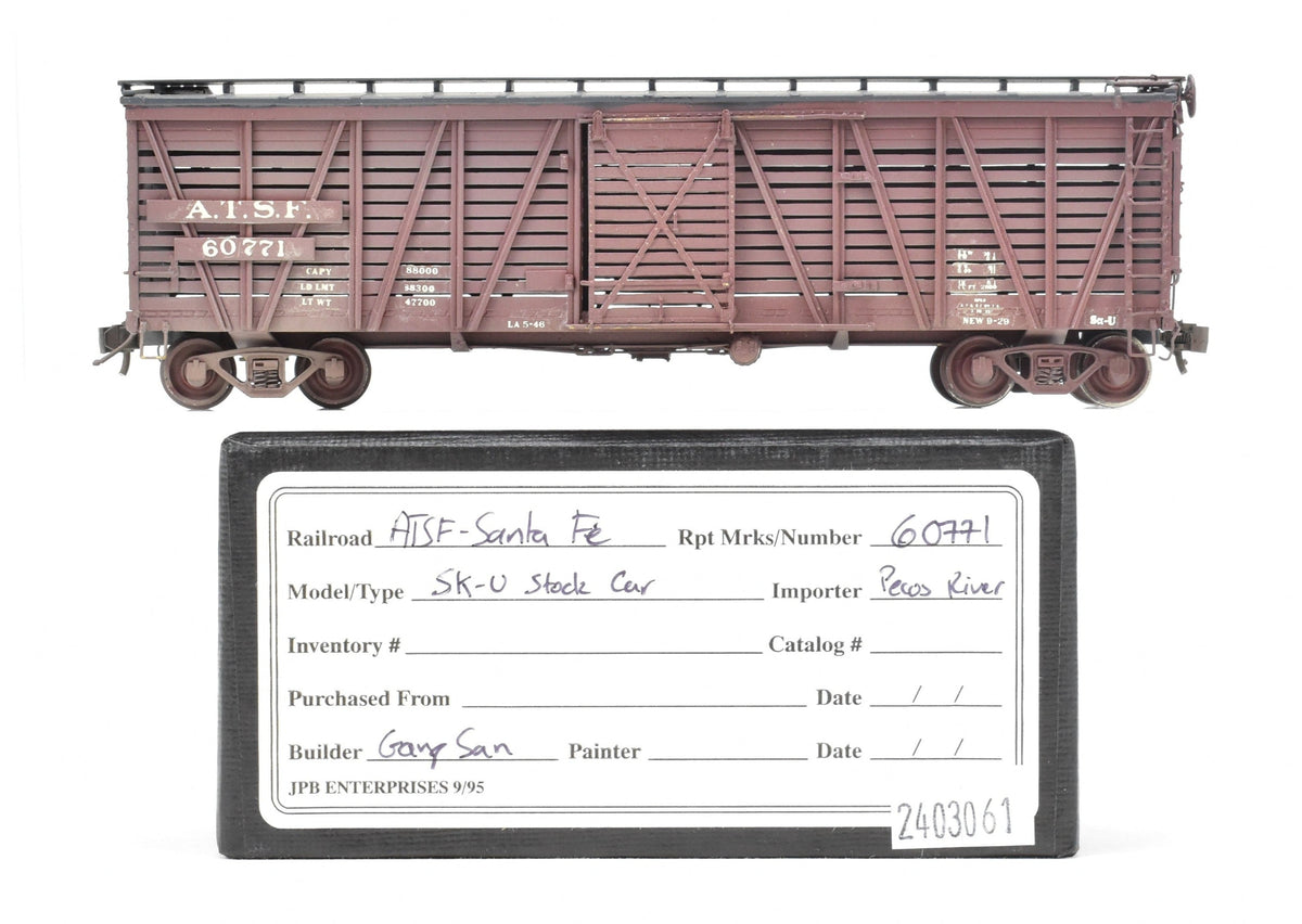 HO Brass Pecos River Brass ATSF - Santa Fe SK-U Stock Car C/P and Weat – ReSourced Rails