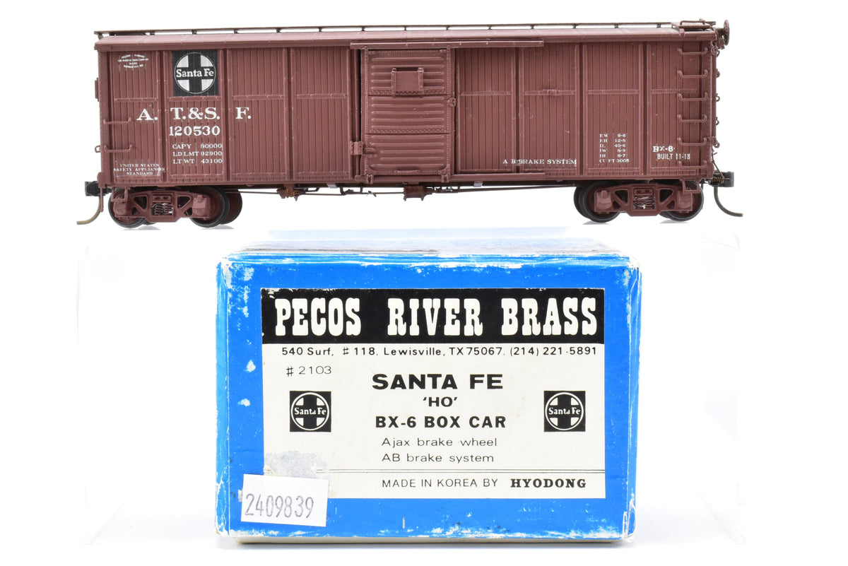 HO Brass Pecos River Brass ATSF - Santa Fe Bx-6 Boxcar w/Ajax Brake Wh ...