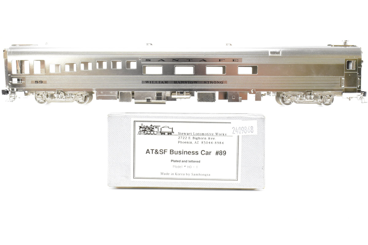 HO Brass Stewart Locomotive Works ATSF - Santa Fe Business Car #89 "Wi ...