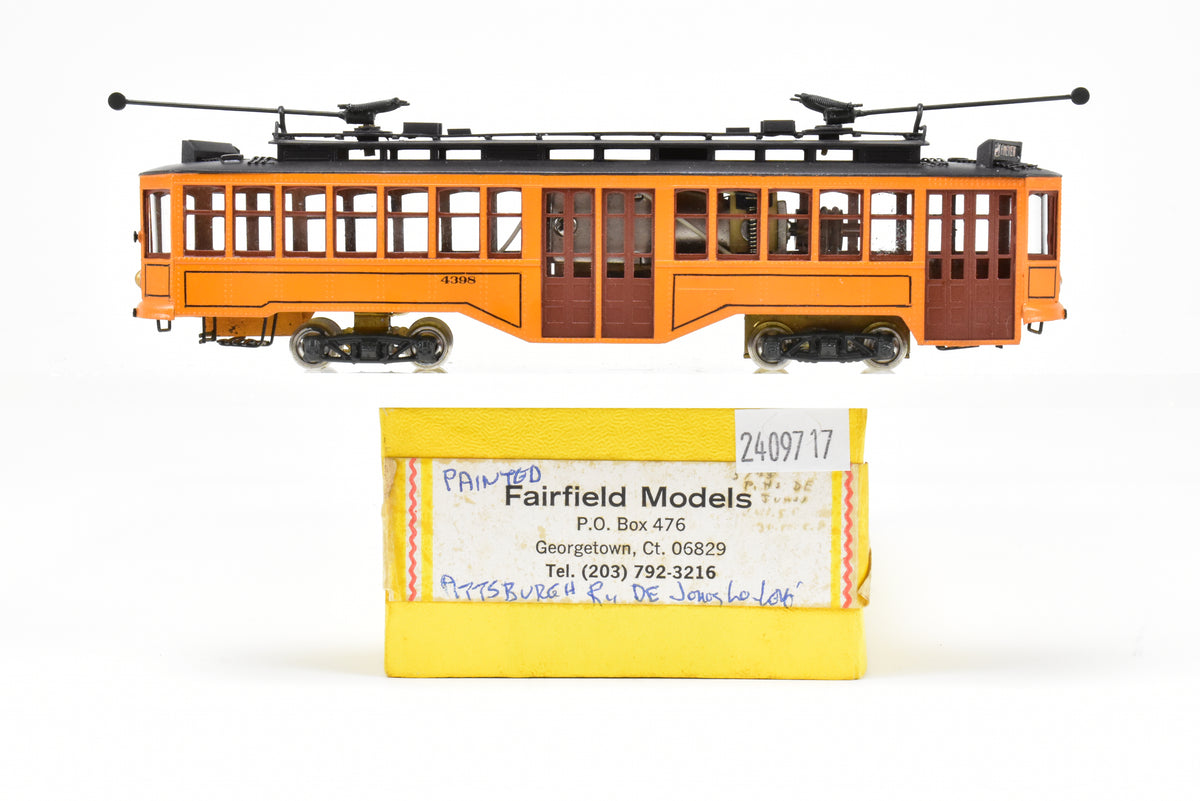 HO Brass Fairfield Models Pittsburgh Railway Co. Jones Trolley Car Dou ...
