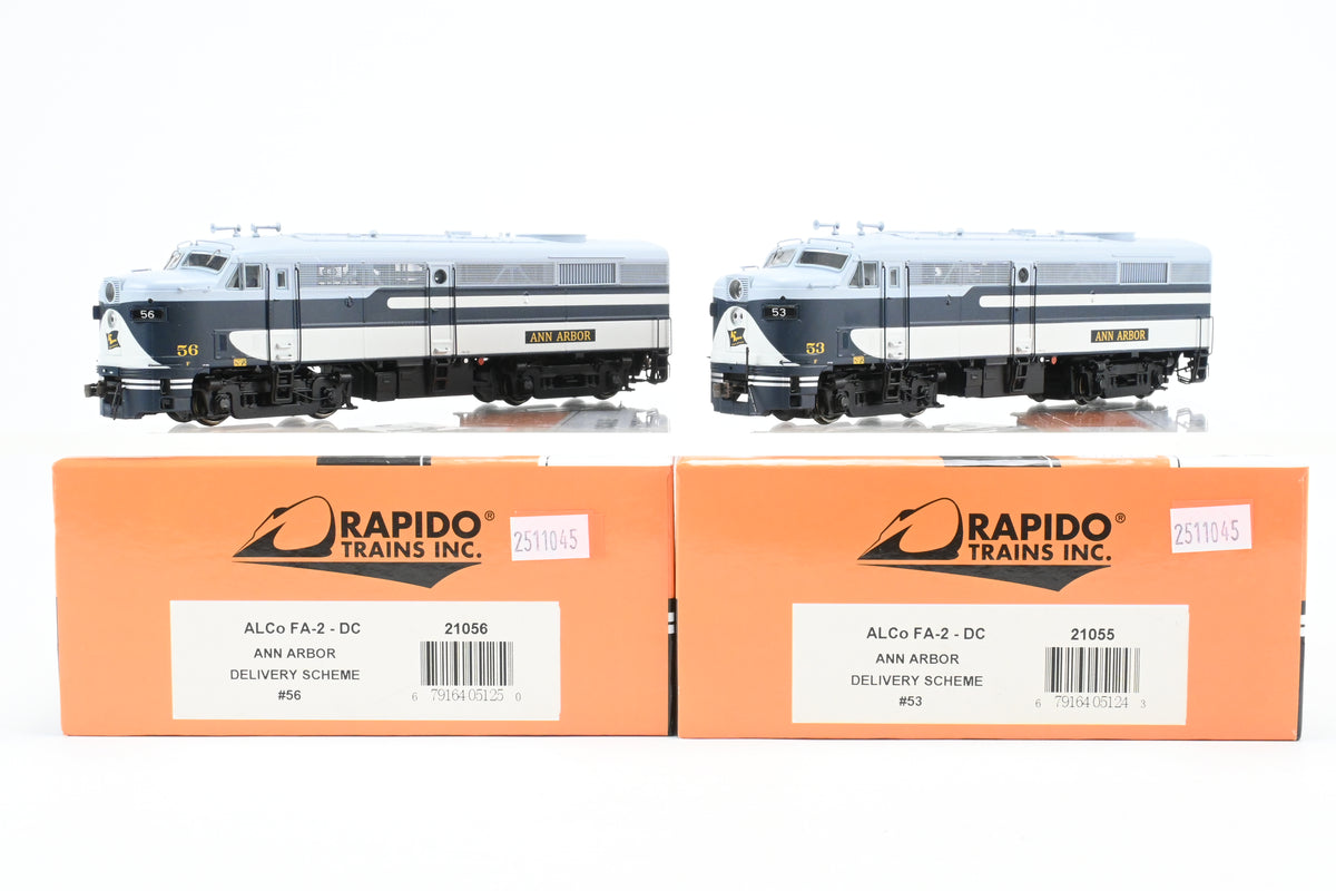HO Rapido Trains, Inc. Ann Arbor Alco FA-2/FA-2 Set Delivery Scheme FP ...