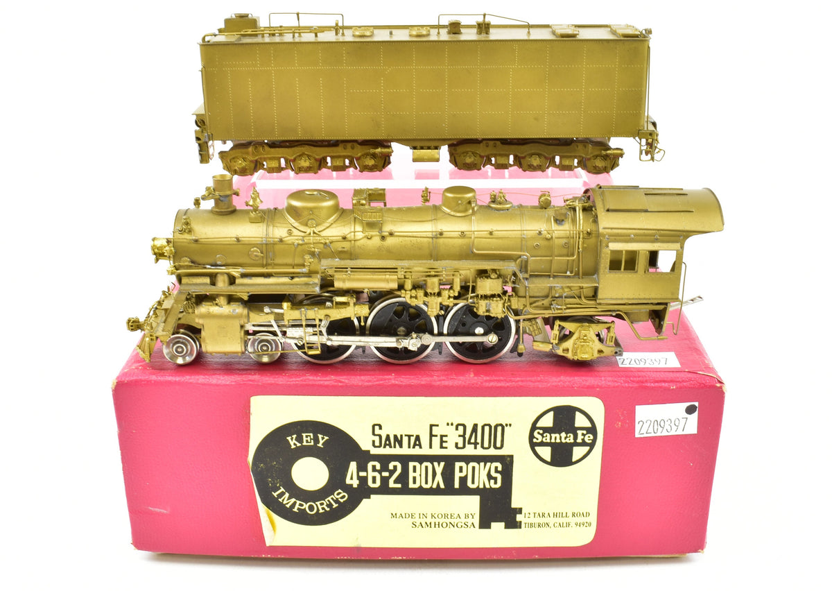 HO Brass Key Imports ATSF - Santa Fe 3400 4-6-2 Pacific with Box Poks ...